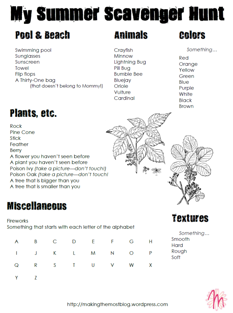 Summer Scavenger Hunt (with FREE Printable!) | Making the Most Blog